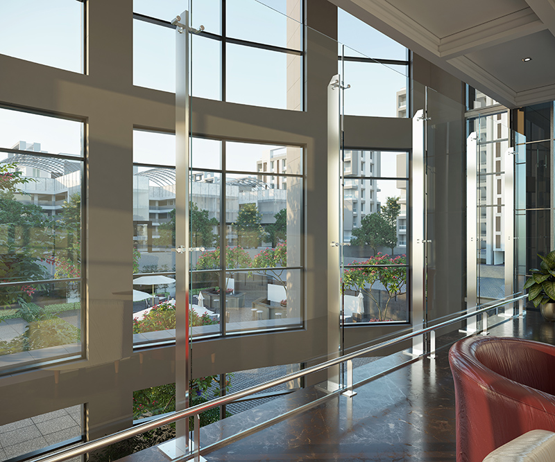 Full height railing with outside guard | Crystal steels