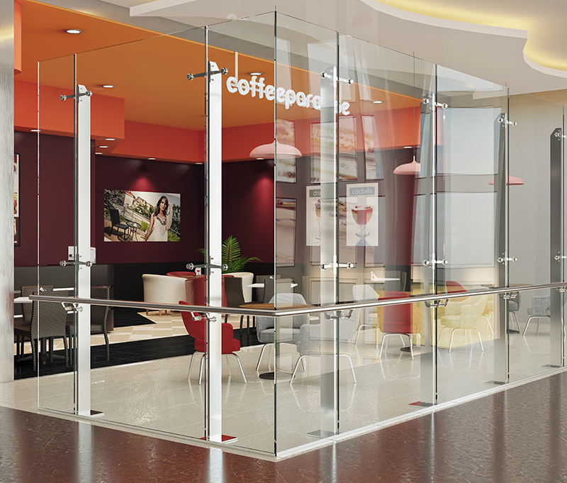 Full height railing with concealed guard | Crystal steels